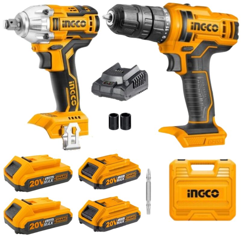 Ingco - Li-Ion Cordless Drill With Li-Ion Cordless Impact Wrench ...