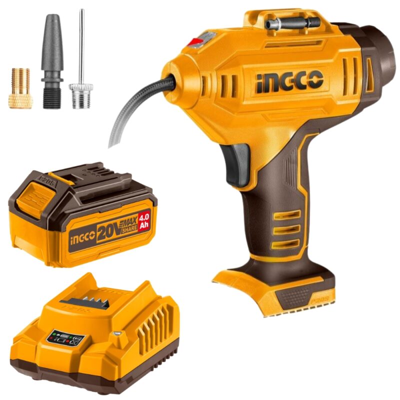 Ingco - Cordless Auto Air Compressor With 4Ah Battery & Charger - Ingco ...