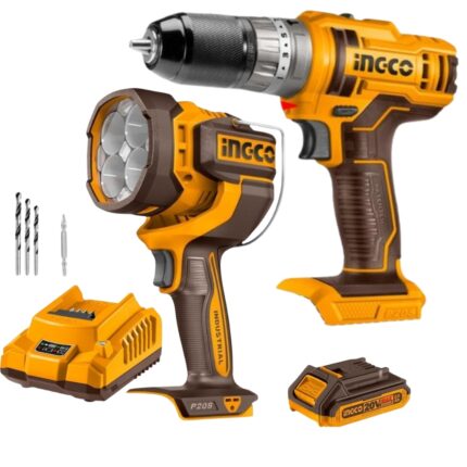 Ingco - Cordless Impact Drill and Work Lamp with 2.0Ah Battery and ...