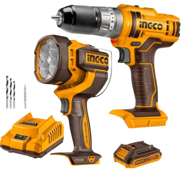 Ingco - Cordless Impact Drill and Work Lamp with 2.0Ah Battery and ...
