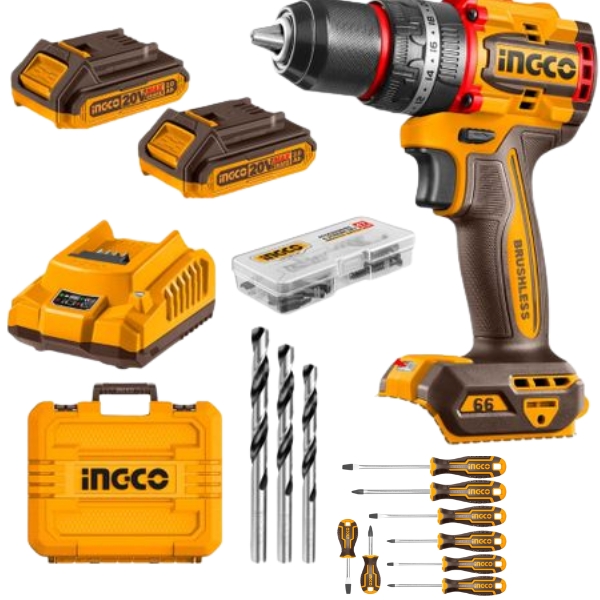 Ingco - Cordless Drill with 2 x 2.0Ah Batteries, Charger and ...
