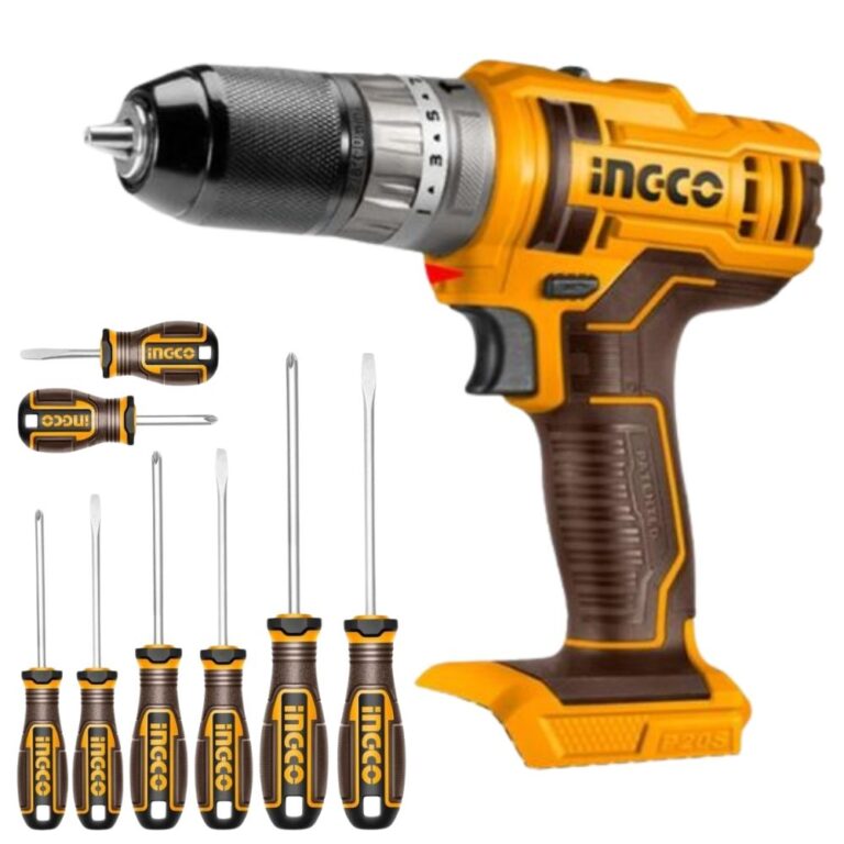 Ingco - Cordless Impact Drill (20V) and Screwdriver Set - 8Pieces ...